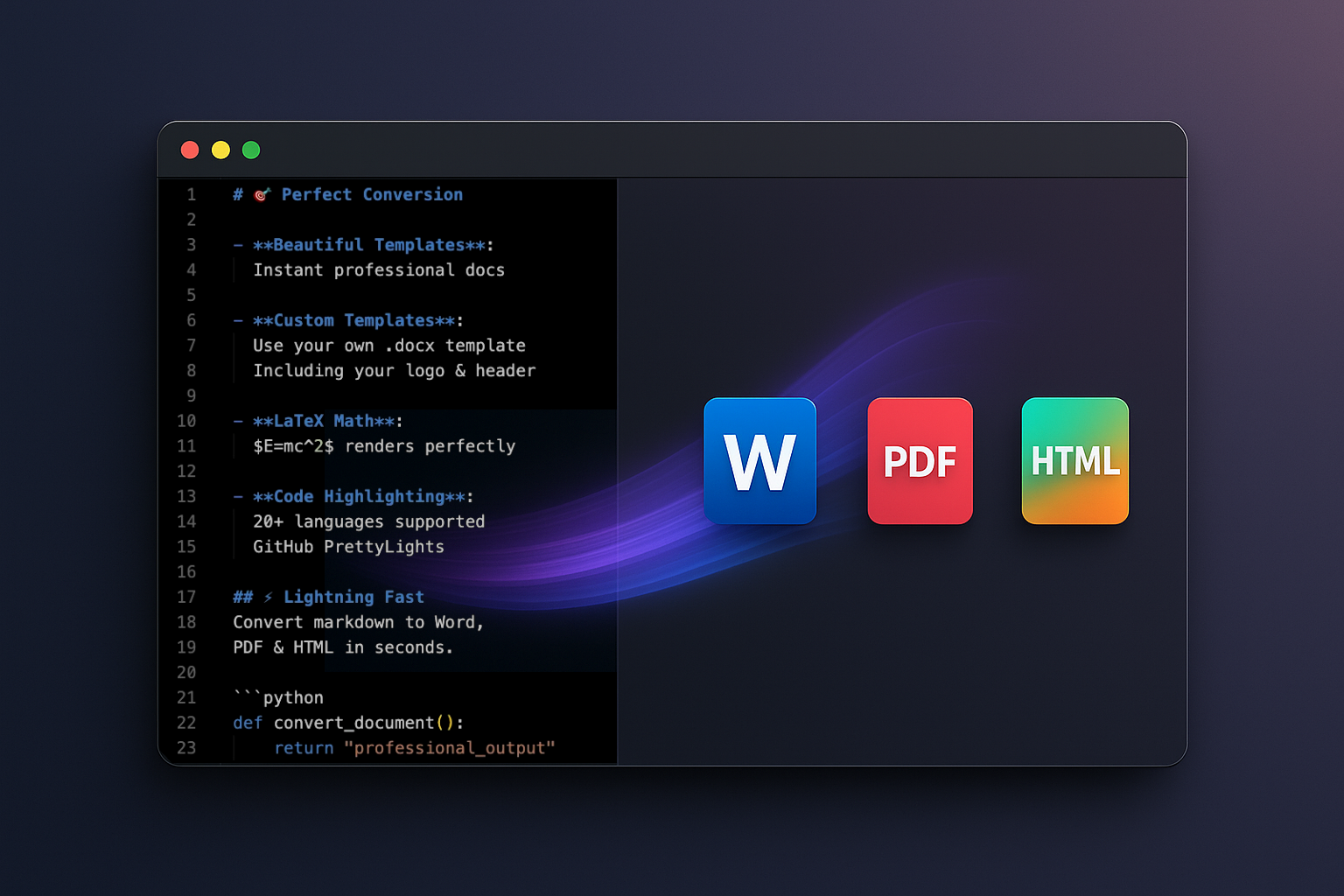 MDMagic - Markdown to Word Converter | .md to .docx, PDF & HTML | AI Content Converter